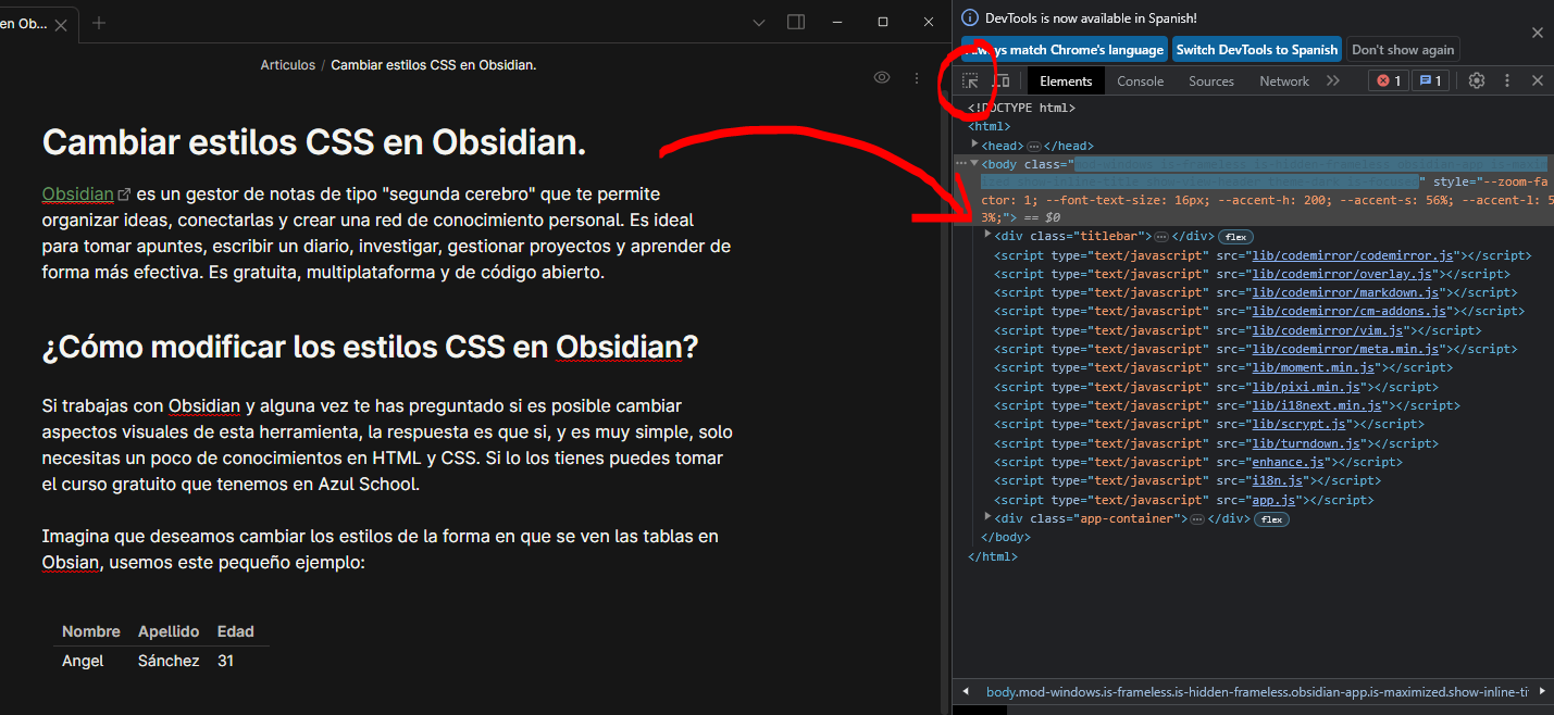 Cambiar estilos CSS en Obsidian. - Angel Sánchez